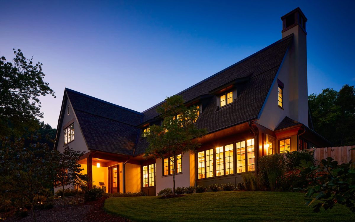 Oval Window Shingle Style Home